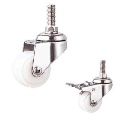 China 50KG Capacity 50x22mm White Stainless Steel Threaded Stem  PA Wheel With Covers for sale