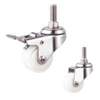 China 50KG Capacity 50x22mm White Stainless Steel Threaded Stem  PA Wheel With Covers for sale