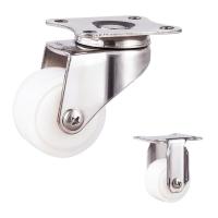 China 50KG Capacity 50x22mm White Stainless Steel Threaded Stem  PA Wheel With Covers for sale