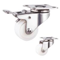 China 50KG Capacity 50x22mm White Stainless Steel Threaded Stem  PA Wheel With Covers for sale