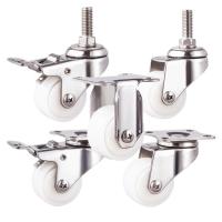 China 50KG Capacity 50x22mm White Stainless Steel Threaded Stem  PA Wheel With Covers for sale