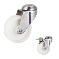 China 4 Inch Waterproof Nylon Wheel Bolt Hole Rotating Head Medium Duty 304SS Swivel Locking Casters for sale