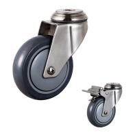 China 5 Inch Soft Wheel 130kg Capacity Threaded Stem Swivel Medium Duty PU 304SS Caster Wheels Manufacturer China for sale