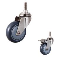China 5 Inch Soft Wheel 130kg Capacity Threaded Stem Swivel Medium Duty PU 304SS Caster Wheels Manufacturer China for sale