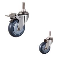 China 5 Inch Soft Wheel 130kg Capacity Threaded Stem Swivel Medium Duty PU 304SS Caster Wheels Manufacturer China for sale