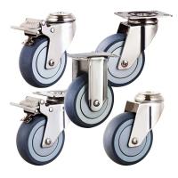 China Soft TPR Wheel Threaded Stem 4 Inch Medium Duty 304SS Medical  Hospital Bed Casters for sale