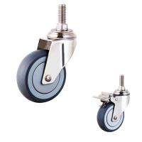 China 100x30mm 304SS TPR Threaded Stem Double Lock Medium Duty Caster Wheels for sale