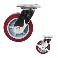 China 150mm Silent Wheel Heavy Duty Sidelock 304SS Swivel Plate Caster Wheels for sale