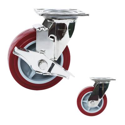 China 150mm Silent Wheel Heavy Duty Sidelock 304SS Swivel Plate Caster Wheels for sale