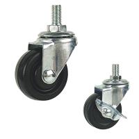 China 50mm Size Rubber Wheel  Light Duty Casters Threaded Stem for sale