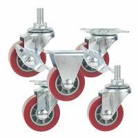 China Light Duty Swivel Plate Red Polyurethane PU Caster Wheels For Shelves for sale