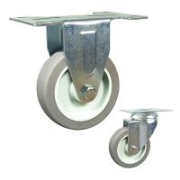 China 100mm Soft Wheel Gray TPR  Screw Fixed Rigid Plate Caster For Air Coolors for sale