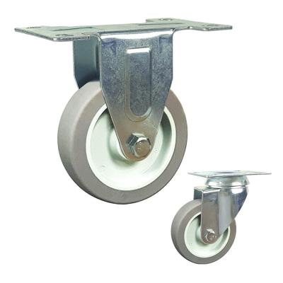 China 100mm Soft Wheel Gray TPR  Screw Fixed Rigid Plate Caster For Air Coolors for sale