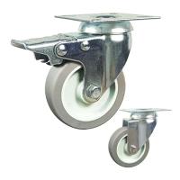 China 100x27mm 360° Rotating Bolt Hole Swivel Head TPR Furnitures Light Duty Casters With Total Brake for sale