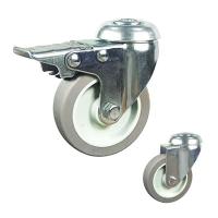 China 100x27mm 360° Rotating Bolt Hole Swivel Head TPR Furnitures Light Duty Casters With Total Brake for sale