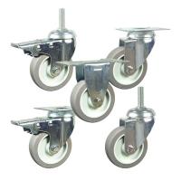 China 100x27mm 360° Rotating Bolt Hole Swivel Head TPR Furnitures Light Duty Casters With Total Brake for sale
