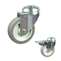 China 100x27mm 360° Rotating Bolt Hole Swivel Head TPR Furnitures Light Duty Casters With Total Brake for sale