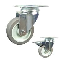 China 100x27mm 360° Rotating Bolt Hole Swivel Head TPR Furnitures Light Duty Casters With Total Brake for sale