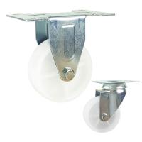 China 4inch Solid Wheel Screw Fixed Rigid Plate White PP Light Duty Casters For Misting Fans for sale
