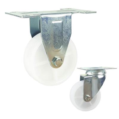 China 4inch Solid Wheel Screw Fixed Rigid Plate White PP Light Duty Casters For Misting Fans for sale