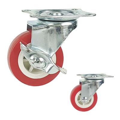 China 2 Inch Swivel Plate PVC Wheels Light Duty Side Brake Furniture Casters Small Size for sale