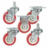China OEM 1.5 Inch Red Wheels Light Duty Rigid Plate PVC Casters For Small Trolleys for sale