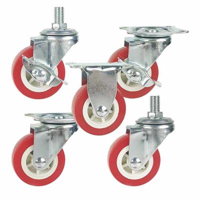 China 88LBS Capacity Swivel Type Light Duty Casters Red color for sale