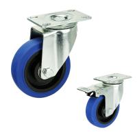 China 100mm Diameter Blue TPR Trolley Casters Wheel With M12x30mm Threaded Stem for sale
