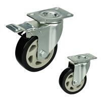 China 4 Inch Black PVC Hollow Core Caster Wheel Swivel Plate Ball Bearing for sale