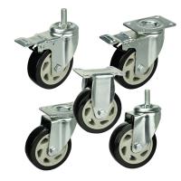 China 4 Inch Black PVC Hollow Core Caster Wheel Swivel Plate Ball Bearing for sale