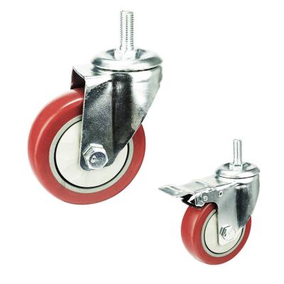 China 75mm Swivel Head Threaded Stem PVC Caster Wheel Medium Duty  With Bearing Covers for sale