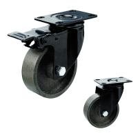 China 100mm Top Plate Black Bracket Cast Iron Swivel Castor Wheels for sale