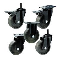 China 100mm Top Plate Black Bracket Cast Iron Swivel Castor Wheels for sale