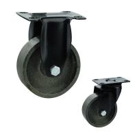 China 100mm Top Plate Black Bracket Cast Iron Swivel Castor Wheels for sale