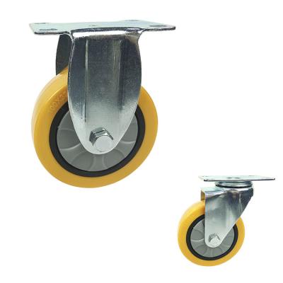 China 5 Inch Rigid Plate Floor Protecting Ball Bearing PU Trolley Casters for sale
