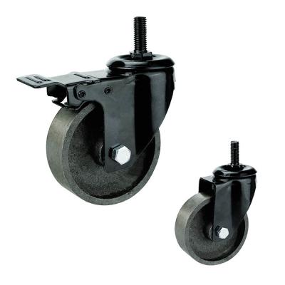 China 75x32mm Heavy Duty Cast Iron Threaded Stem Swivel Locking Casters for sale