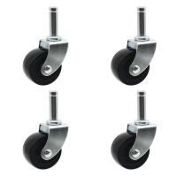 China Black Wheel Plug In Stem Plastic Shopping Food Cart Casters 2 Inch for sale