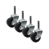 China Black Wheel Plug In Stem Plastic Shopping Food Cart Casters 2 Inch for sale