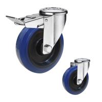 China Customizable Bolt Hole Swivel Soft Rubber Caster Wheels 200mm Size for sale