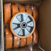 China 150mm Swivel Plate Ball Bearing Polyurethane Casters Orange Color for sale
