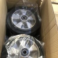 China 200x50mm Black 660LBS Capacity Aluminium Solid Rubber Casters for sale