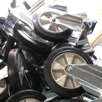 China 200x50mm Black 660LBS Capacity Aluminium Solid Rubber Casters for sale