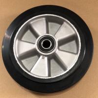 China 200x50mm Black 660LBS Capacity Aluminium Solid Rubber Casters for sale