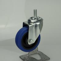 China 100mm Diameter Blue TPR Trolley Casters Wheel With M12x30mm Threaded Stem for sale