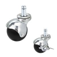 China 11x22mm Plug - In Stem Side Locking Black Plastic Swivel Ball Casters For Carpet for sale