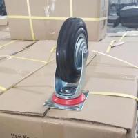 China 220lbs Rubber Caster Wheel With 160mm Diameter Swivel Plate Castors for sale