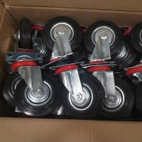 China 85mm Rubber Casters Swivel Threaded Stem 110lbs Capacity for sale
