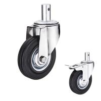 China 85mm Rubber Casters Swivel Threaded Stem 110lbs Capacity for sale