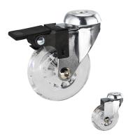 China 3 Inch Swivel PU Casters For Chairs Bolt Hole Type Silent Clear Castors for sale