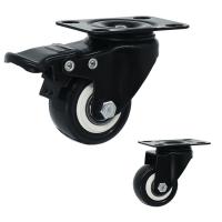 China 2 Inch Black PVC Wheel Soft Swivel Plate Casters Of Light Duty For Furniture for sale